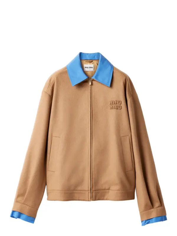 Miu Miu Camel-hair Blouson Jacket With Poplin Details - Camel Brown