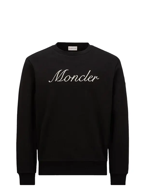 Moncler Embroidered Logo Cotton Sweatshirt - Black