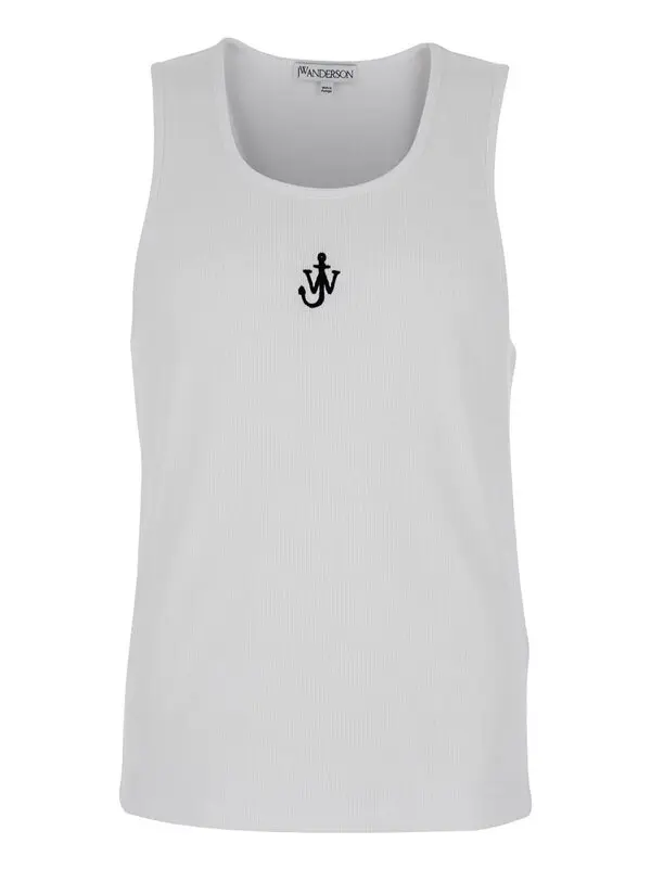 JW Anderson Sleeveless Top With Logo Embroidery - White