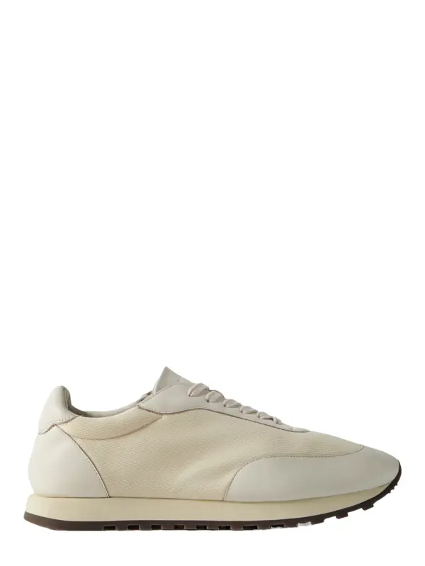 THE ROW Owen Leather-trimmed Mesh Sneakers - Neutrals