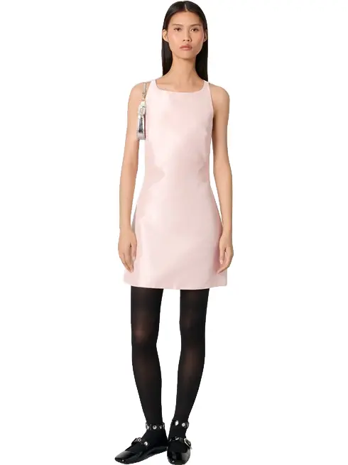 Maje Sleeveless Mini Dress With Open Back - Pink