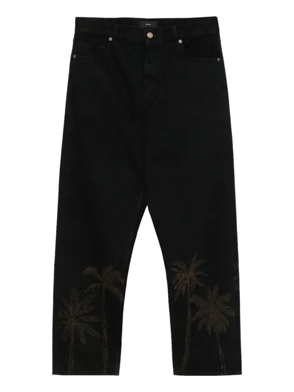 Alanui Jungle Toile De Jouy Straight Leg Jeans - Black