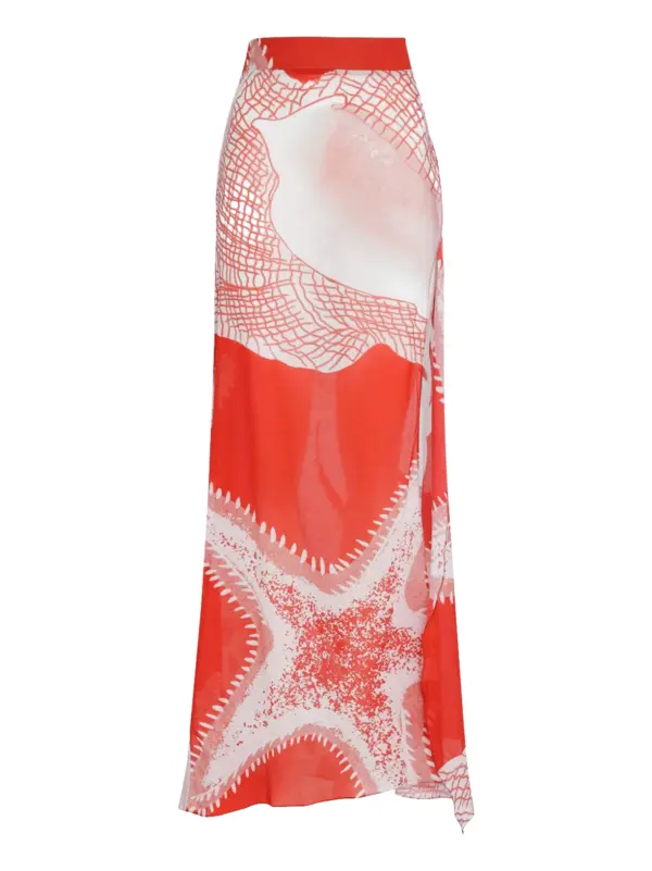 AMIR SLAMA Shell-print Maxi Skirt - Red