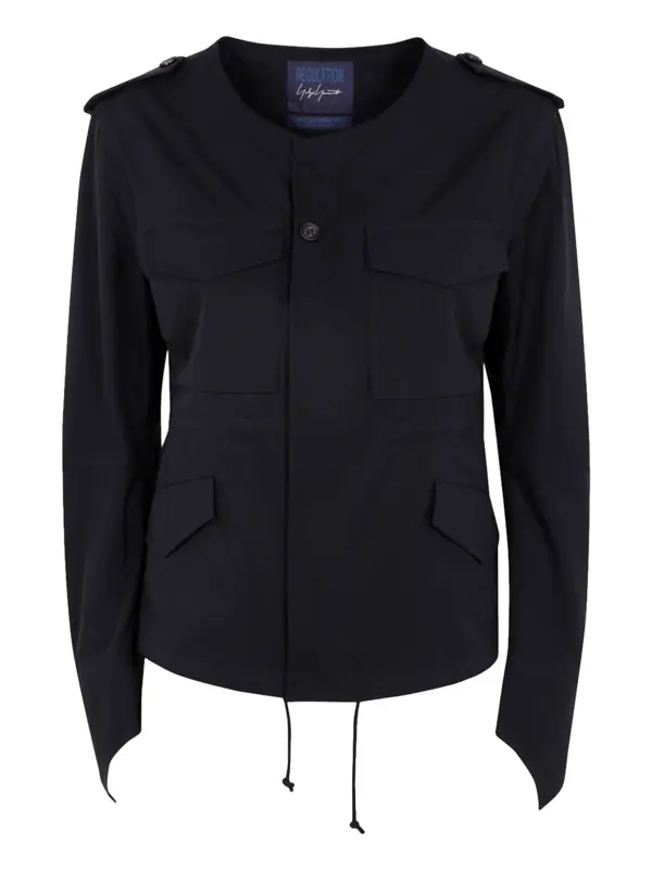 Yohji Yamamoto Collarless Fitted Jacket - Black