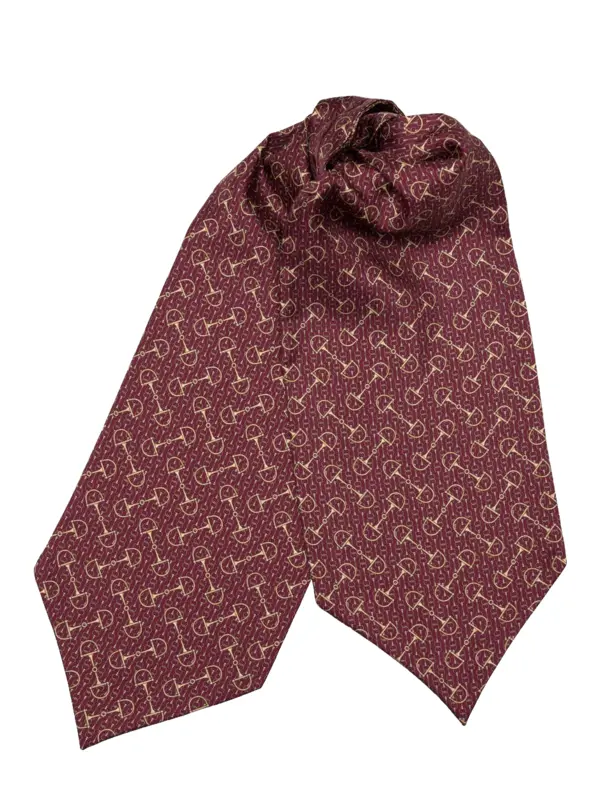 ELIZABETTA Derby Silk Ascot Cravat Tie - Burgundy