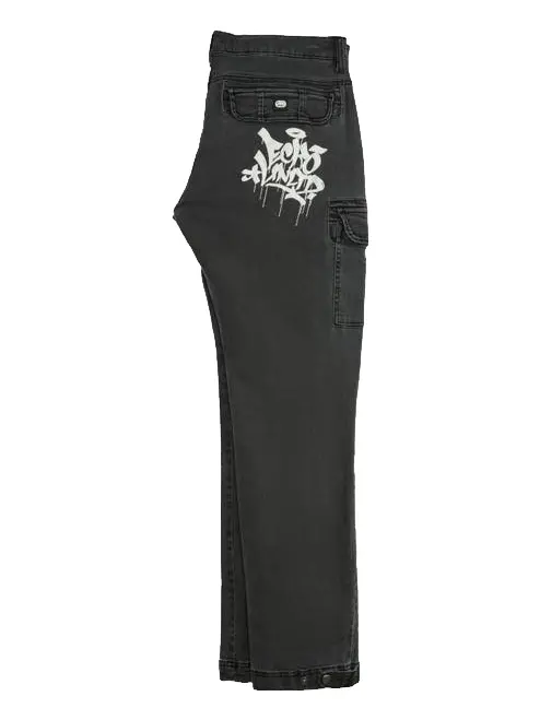 ECKO UNLTD. Tag Denim Cargo Pants - Washed Grey