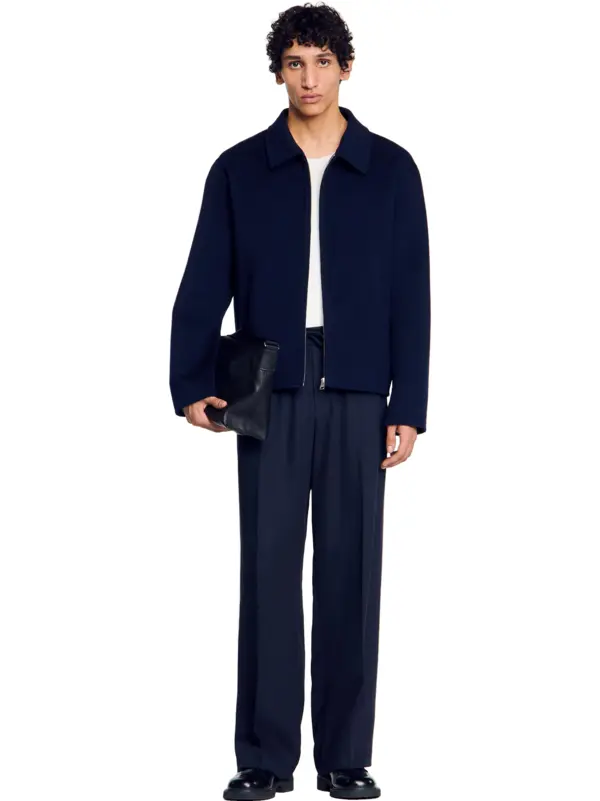 Sandro Double-faced Wool Jacket - Royal Blue