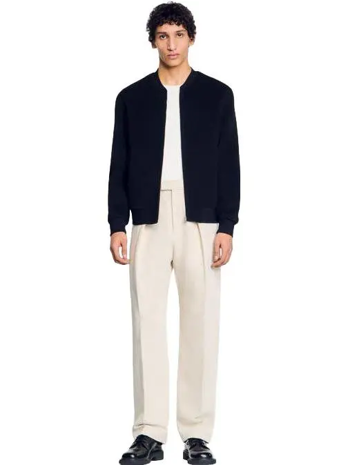 Sandro Double-faced Wool Varsity Jacket - Black