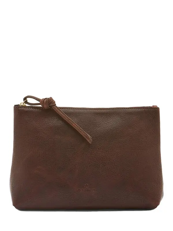 Il Bisonte Snodo Zip Leather Clutch - Caffe