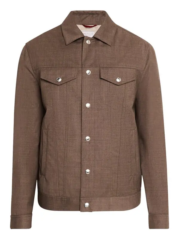 Brunello Cucinelli Wool Trucker Jacket - Bark