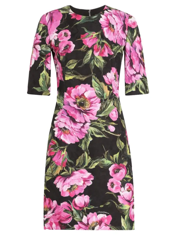 Dolce & Gabbana Floral-print Mini Dress - Black