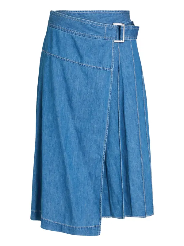3.1 Phillip Lim Cotton-chambray Wrap Skirt - Azure