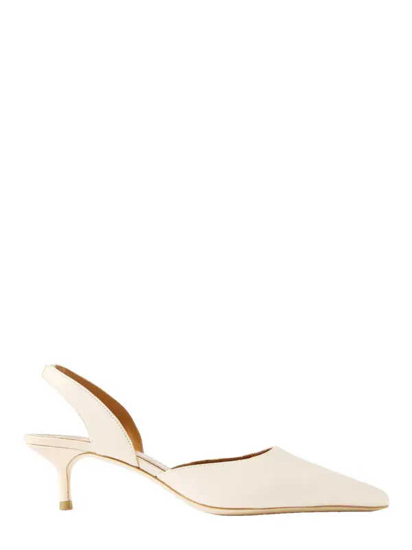 Staud Sebastian Leather Slingback Pumps - Ivory