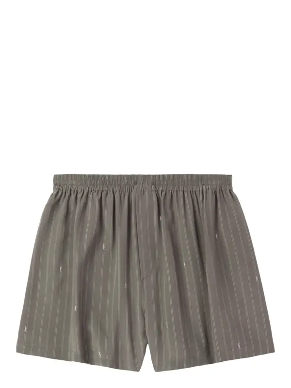 Saint Laurent Straight-leg Pinstriped Silk Shorts - Gray
