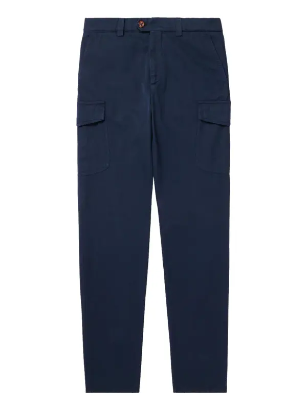 Brunello Cucinelli Straight-leg Cotton-gabardine Cargo Trousers - Blue