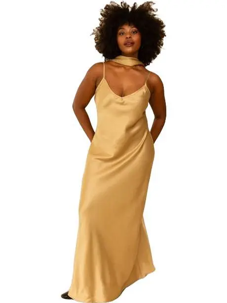 WHIMSY + ROW Bonnie Maxi Slip Dress - Gold