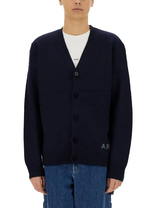 A.p.c. Kenny Merino Wool Cardigan - Blue
