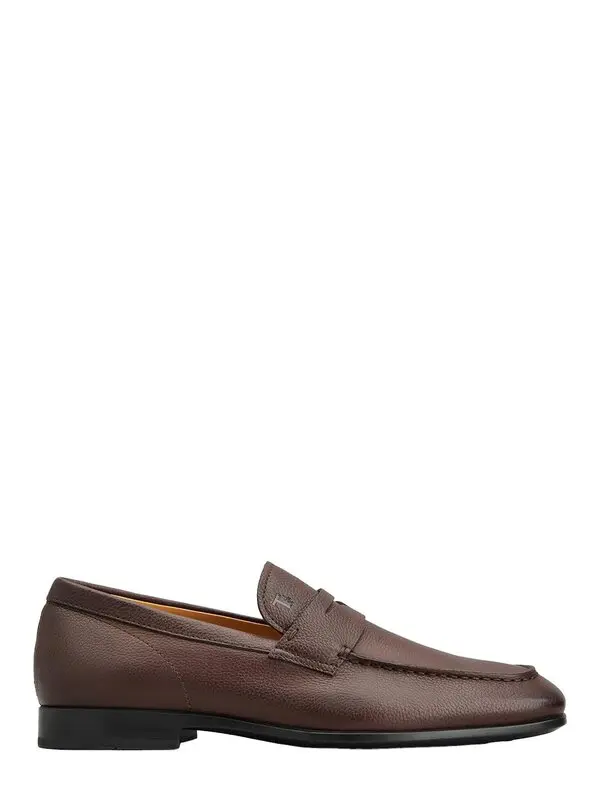TOD'S Mocassino Gomma Leggera Leather Penny Loafers - Dark Brown