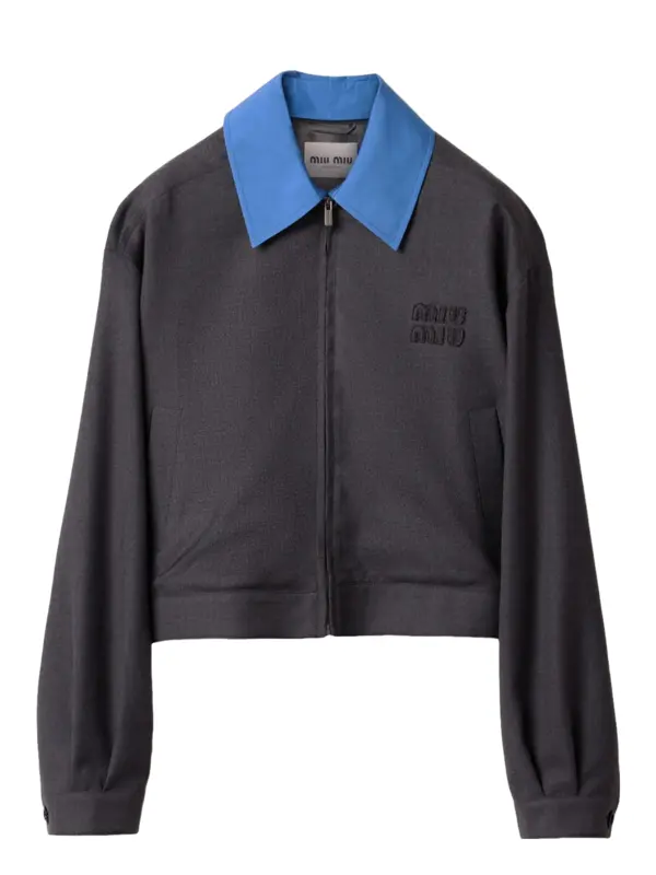 Miu Miu Gabardine-weave Bomber Jacket - Grey