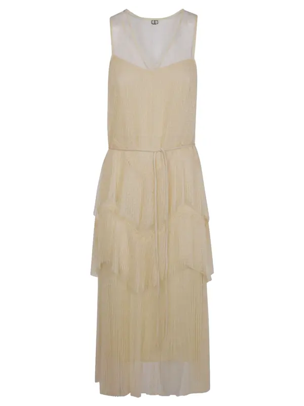 TWINSET Colourblock Midi Dress - Neutrals