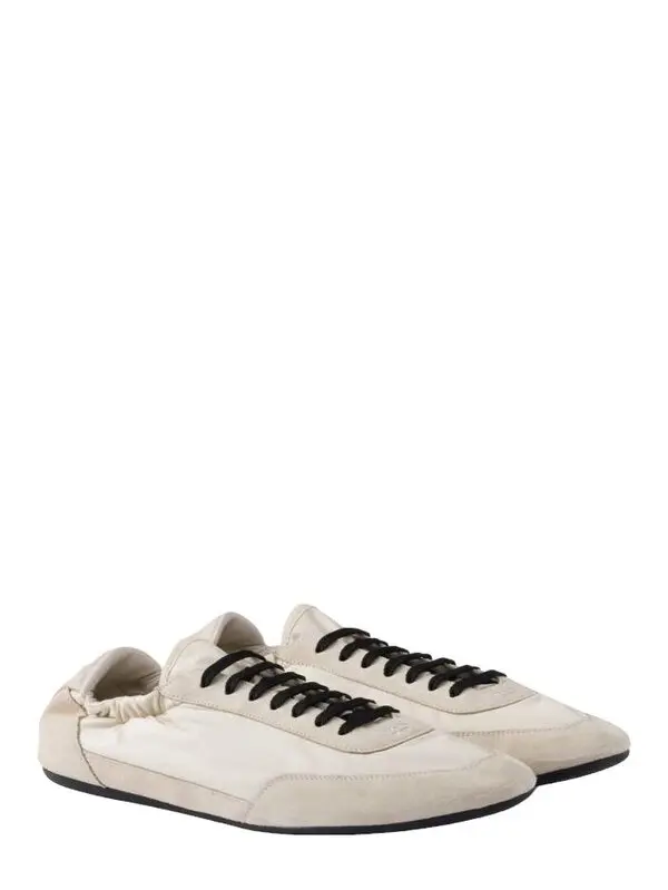 Prada Collapse Re-nylon And Suede Sneakers - Ivory