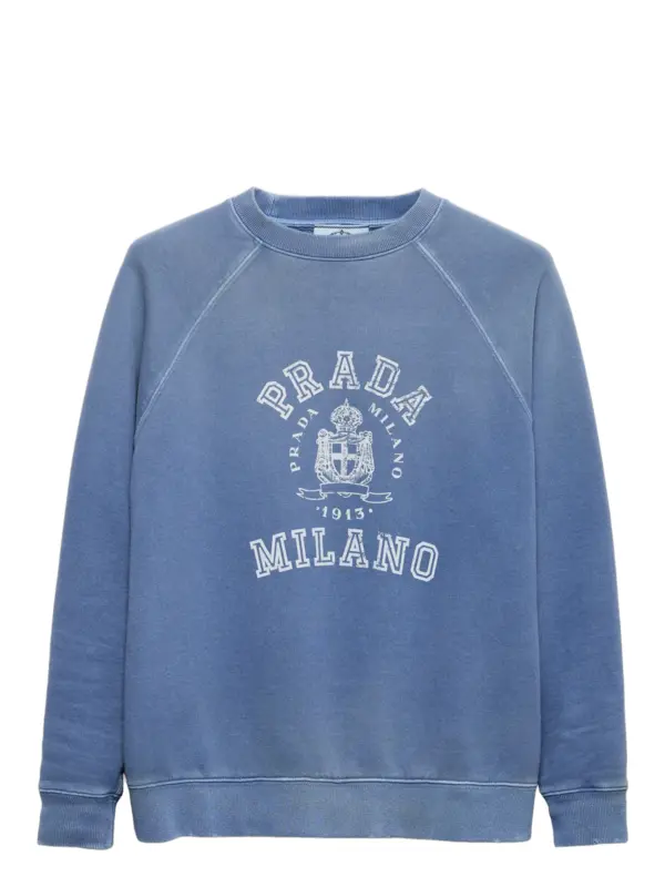Prada Cotton Crew-neck Sweatshirt - Bluette