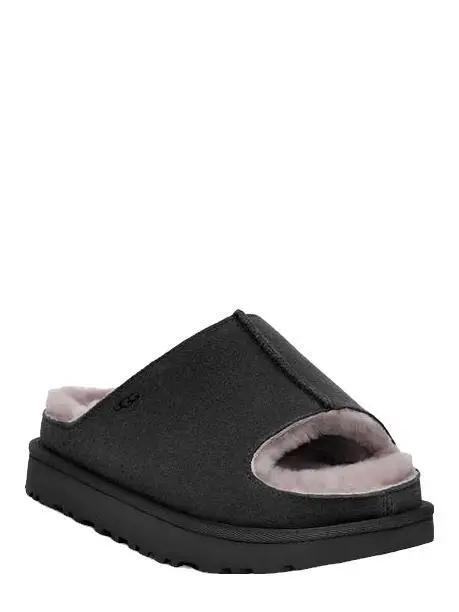 UGG Greenport Genuine Shearling Lined Slide Sandal - Black
