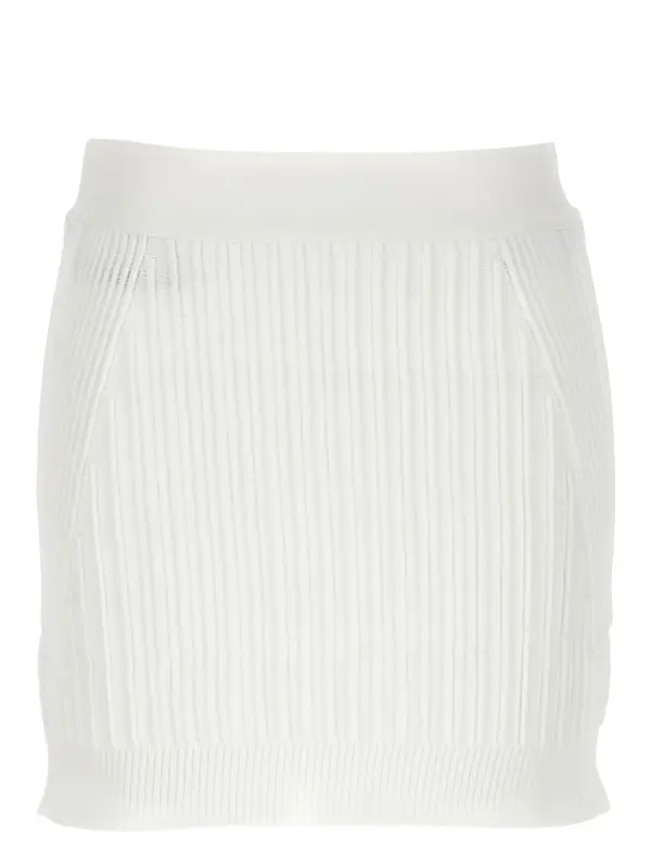 Herve Leger Ottoman Mini Skirt - White