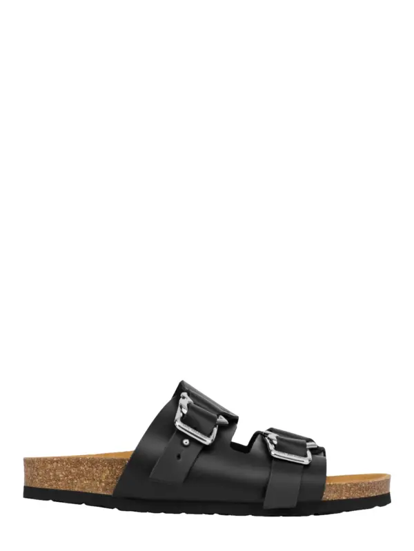 Moschino Leather Slides - Black
