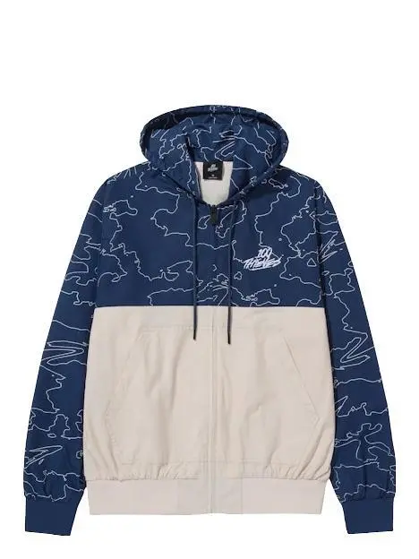 100 THIEVES Foundations Geoprint Windbreaker - Bone/navy Blue
