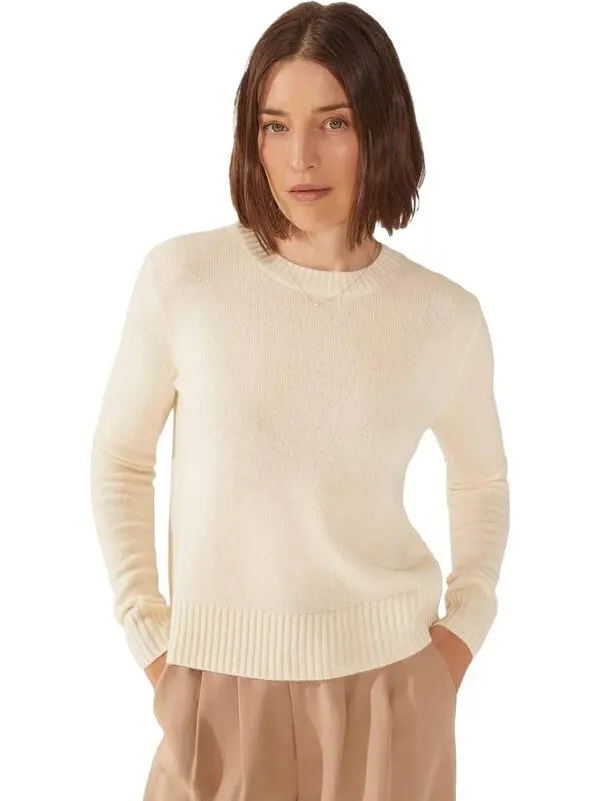 ITALIC Mila Cashmere Boxy Crop Sweater - Ivory