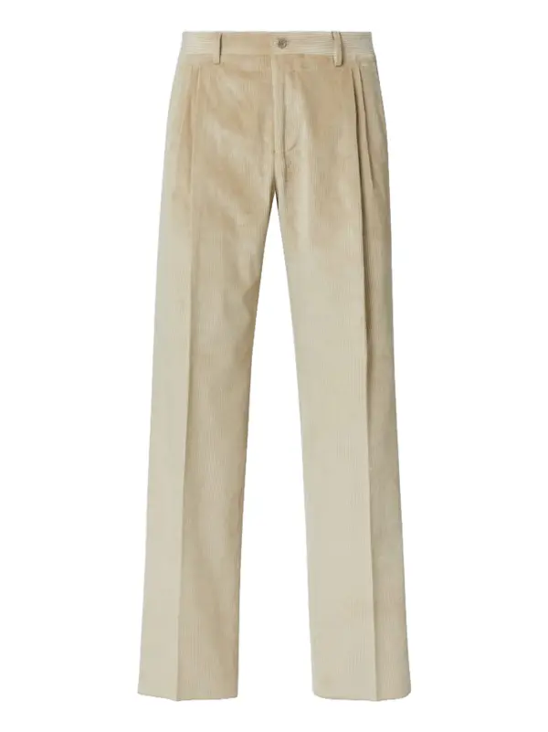 Canali Cotton Corduroy Straight Trousers - Beige