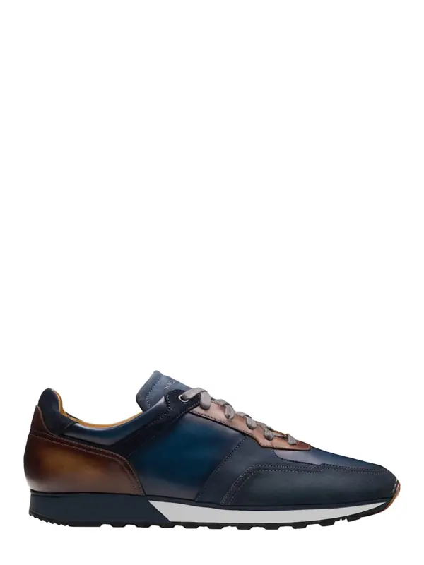 Magnanni Arco Leather Runner Sneakers - Navy/brown