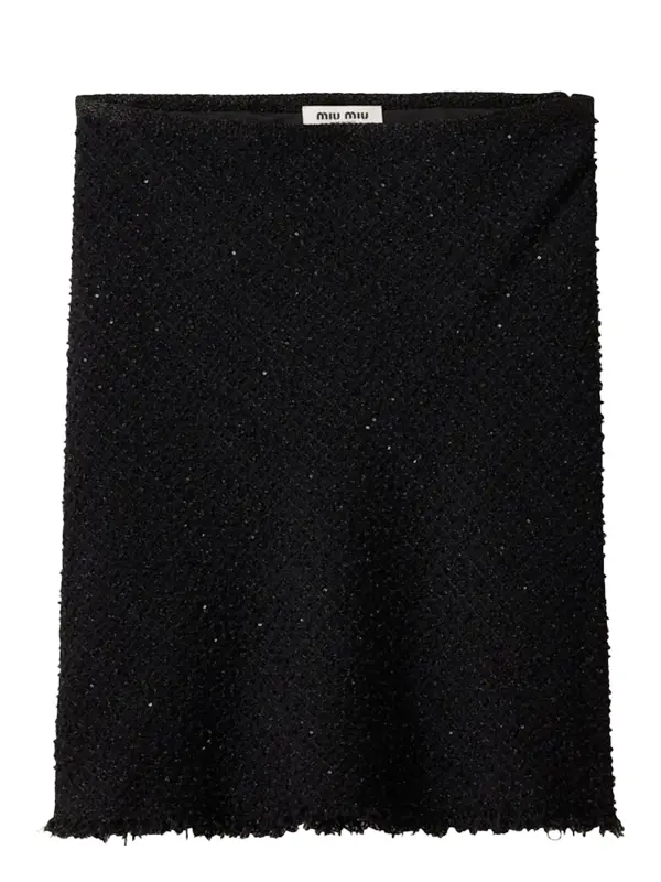 Miu Miu Lurex Wool Skirt - Nero