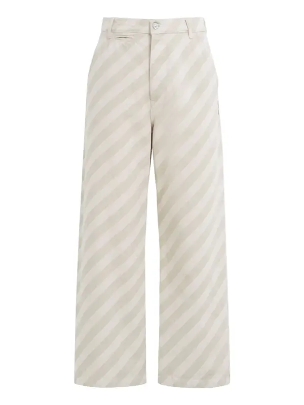 Marni Striped Cotton Trousers - Neutrals