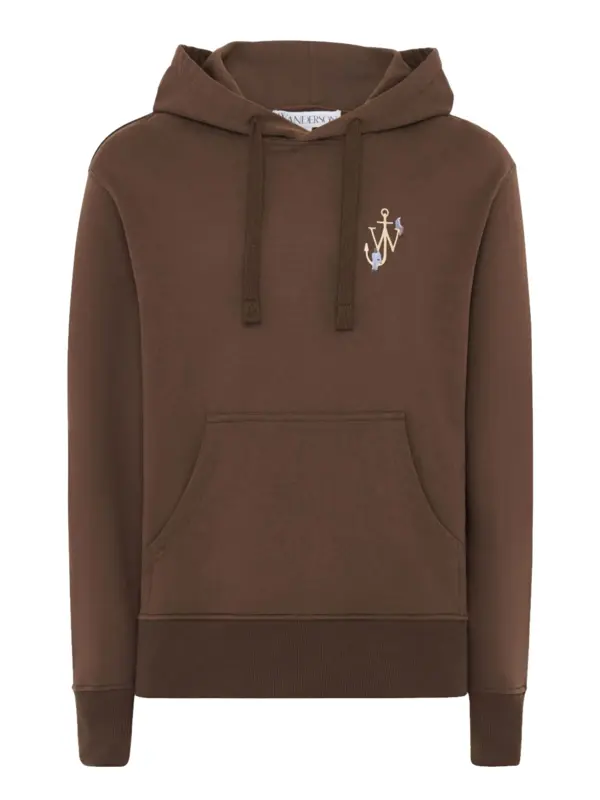 JW Anderson Embroidered Cotton Hoodie - Brown