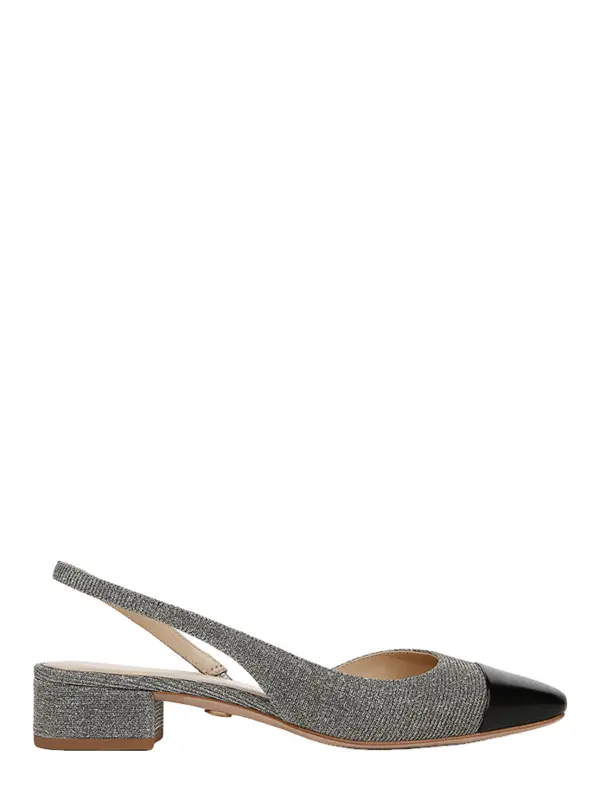Veronica Beard Cecile Lurex Cap-toe Slingback - Silver Lurex/black