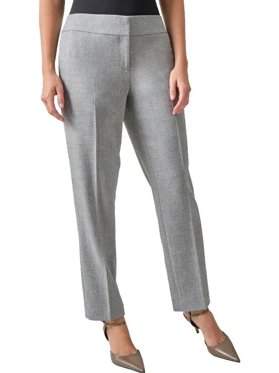 KASPER Flat Front Slim Trousers - Grey/ Black