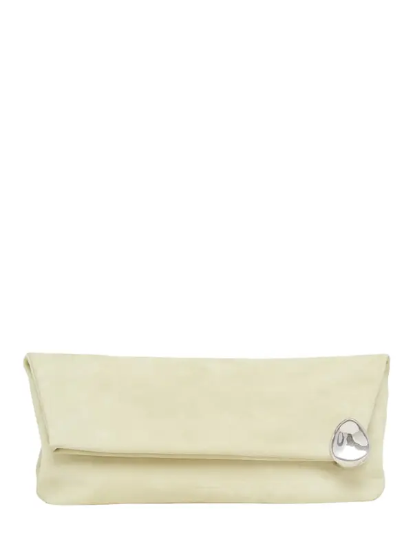 JIL SANDER Jewel Zip Leather Pochette - Ecru