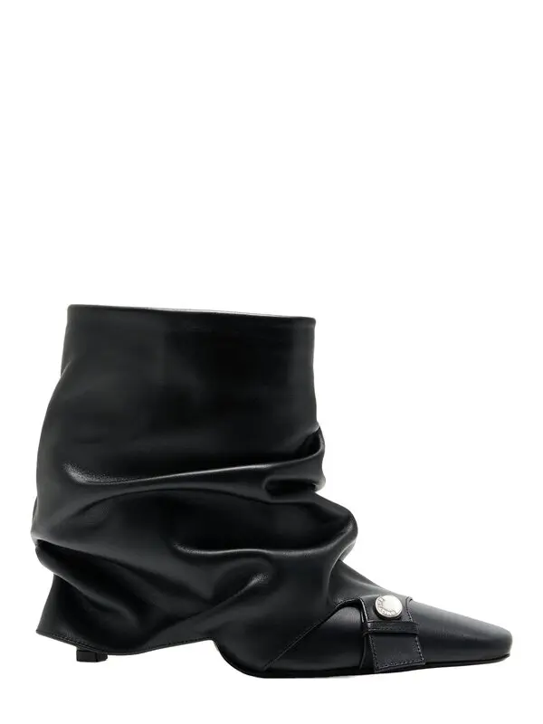 Attico Juno Leather Ankle Boots - Black