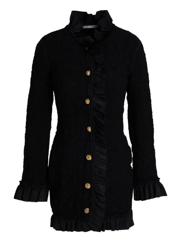 Alexander Wang Ruffled Smocked Jersey Jacket - Black