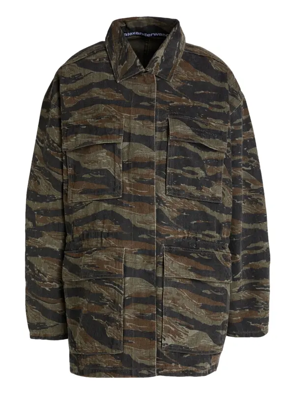 Alexander Wang Camouflage-print Denim Jacket - Army Green