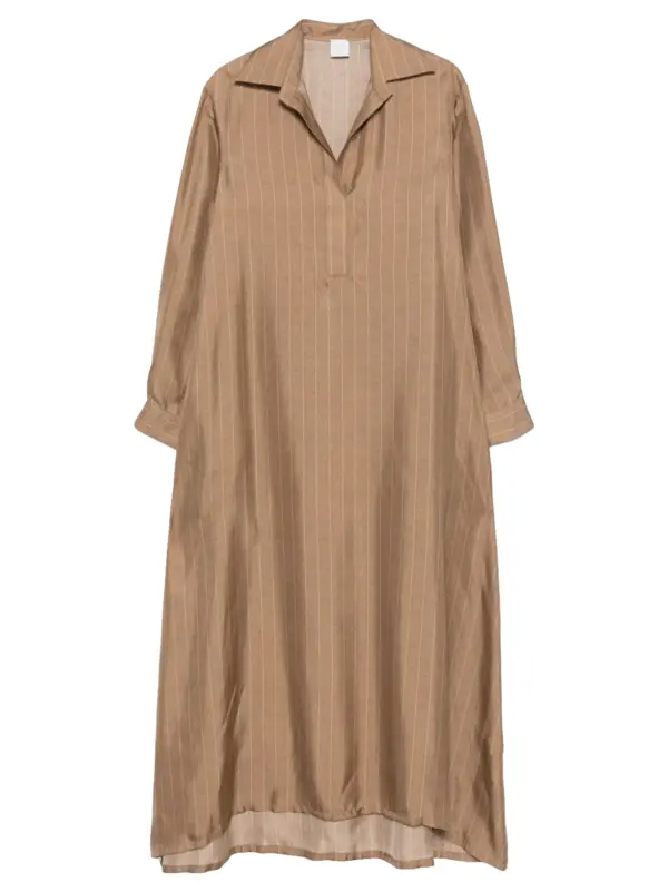 Eleventy Pinstriped Maxi Dress - Brown