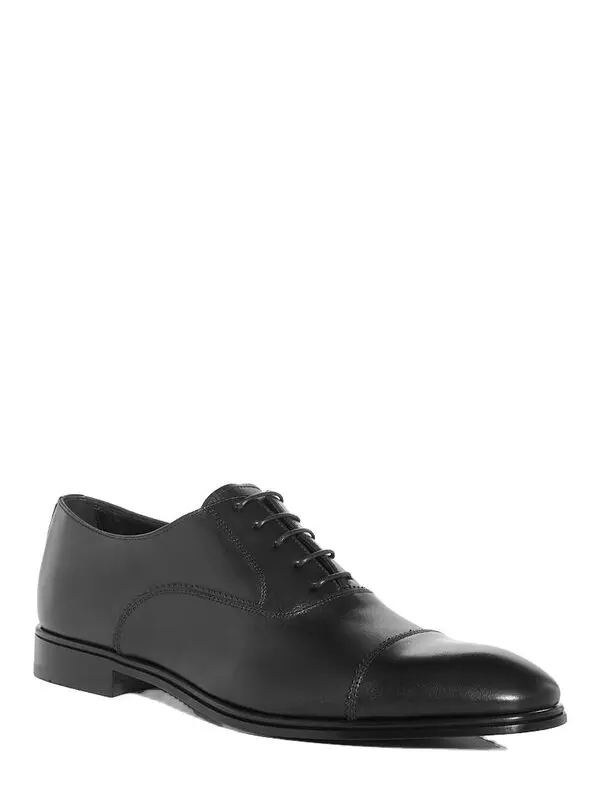 FERRAGAMO Boston Leather Cap Toe Oxfords - Nero