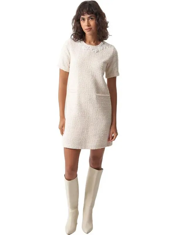 MIZALLE Tvit Stone Dress - Ecru
