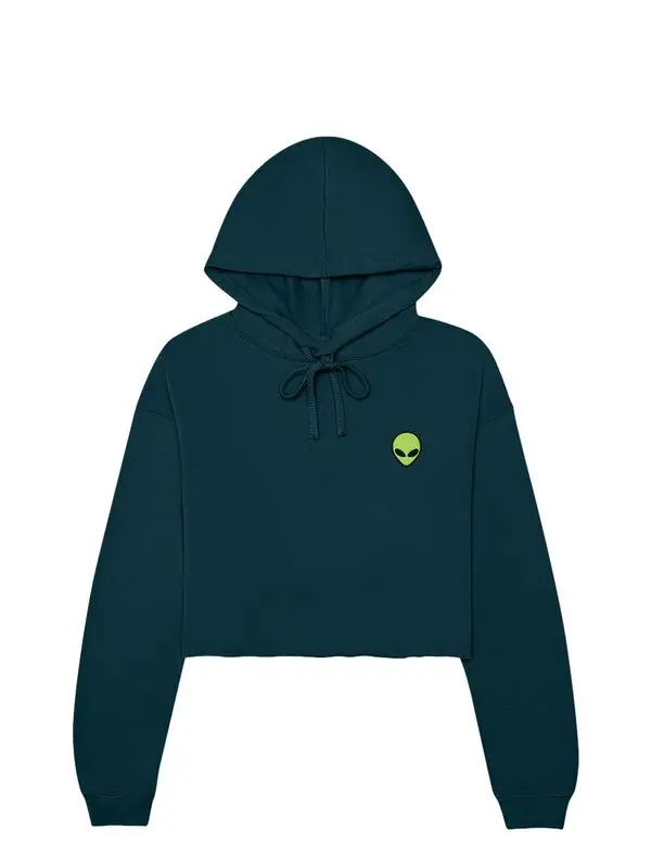 DALIX Alien Cropped Fleece Hoodie - Atlantic Green