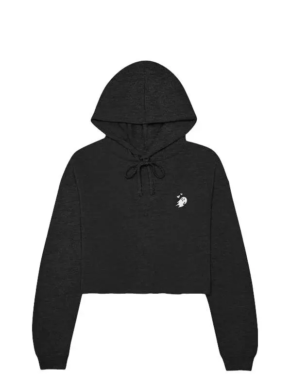 DALIX Heartly Ghost Cropped Hoodie - Dark Grey Heather