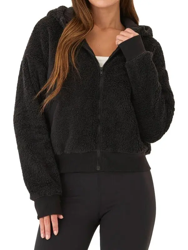 THREADS 4 THOUGHT Izara High Pile Fleece Zip Hoodie - Black