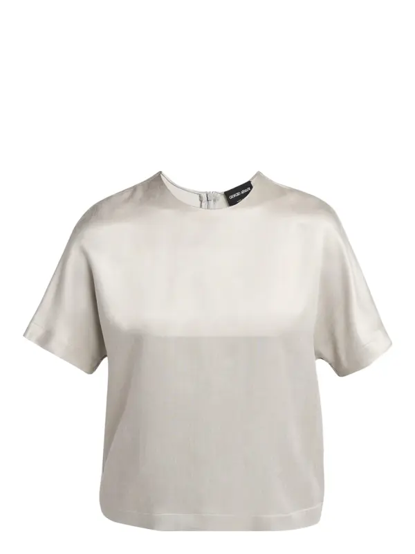 Giorgio Armani Cupro Short-sleeve Blouse - Silver