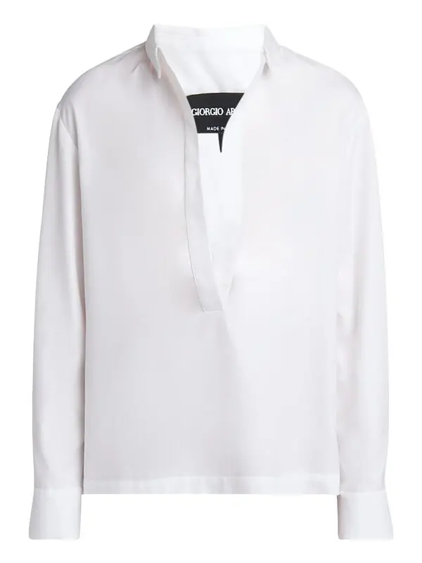 Giorgio Armani Cotton Twill Tunic Blouse - Solid White